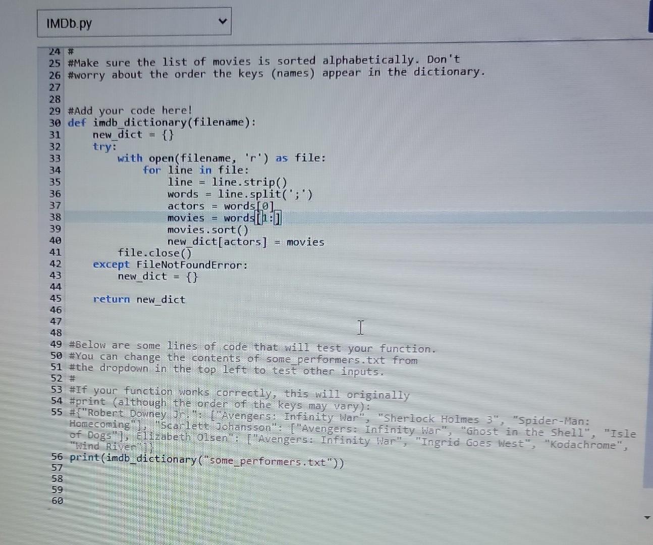 Solved I tried solving this but my code doesn't sort the | Chegg.com