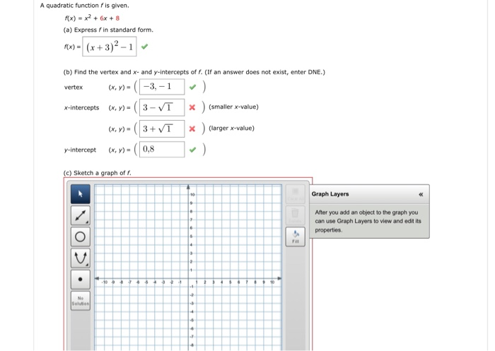 Solved A quadratic function fis given. f(x) = x2 + 6x + 8 | Chegg.com