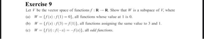Solved Exercrse y Let V be the vector space of functions | Chegg.com