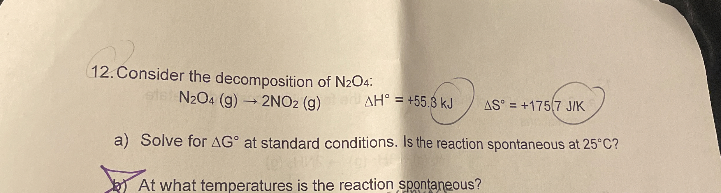 Consider the decomposition of N2O4 ﻿:a) ﻿Solve for | Chegg.com