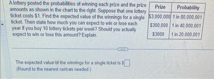 Solved A lottery posted the probabilities of winning each | Chegg.com