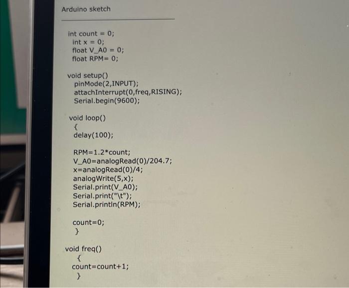 Solved Given values: The following Arduino program counts | Chegg.com