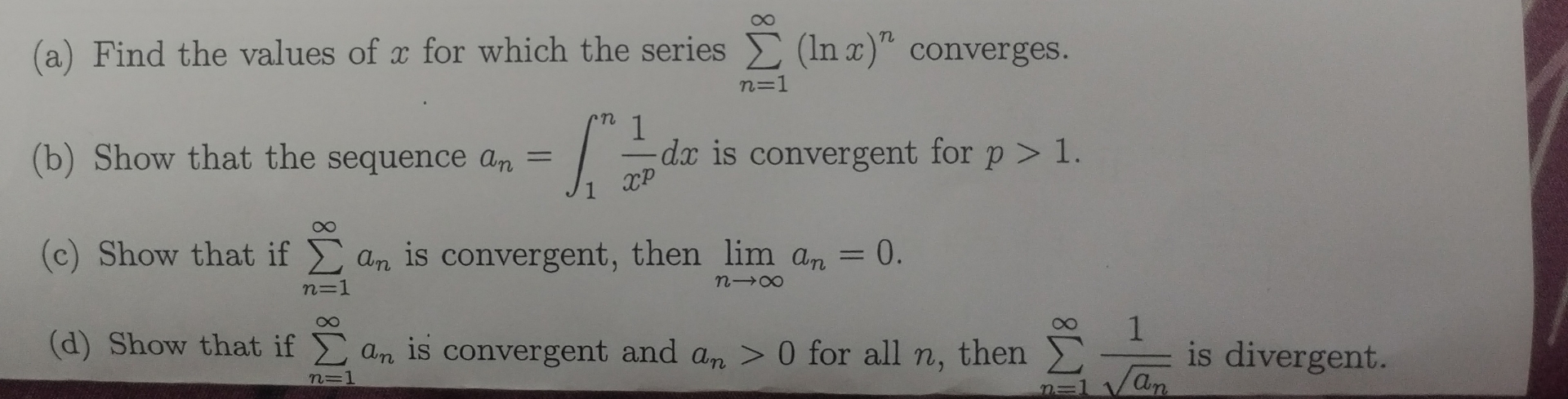 Solved (a) ﻿Find the values of x ﻿for which the series | Chegg.com