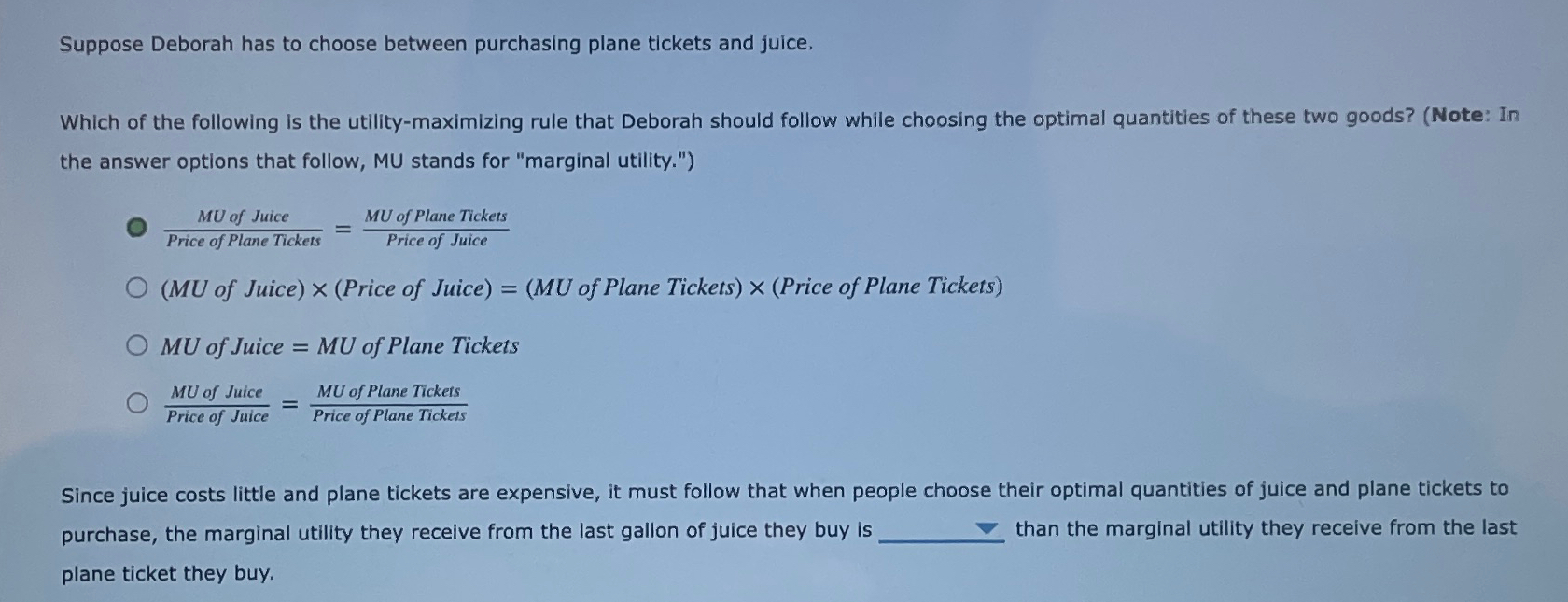 Solved Suppose Deborah has to choose between purchasing | Chegg.com