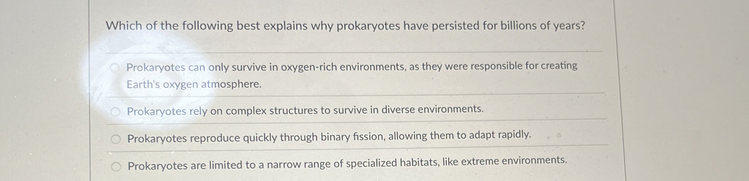Solved Which of the following best explains why prokaryotes | Chegg.com