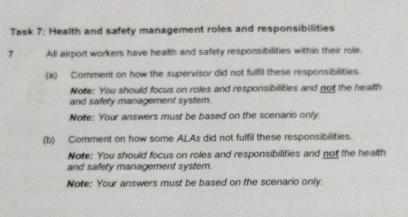 Solved Task 7: Health and safety management roles and | Chegg.com