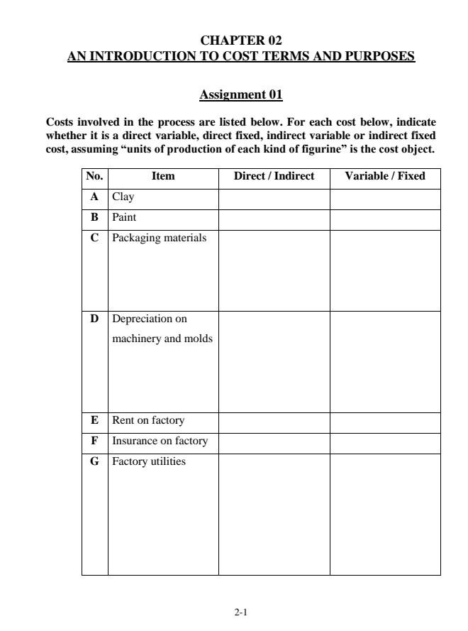 Solved CHAPTER 02 AN INTRODUCTION TO COST TERMS AND PURPOSES | Chegg.com