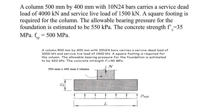 Solved A column 500 mm by 400 mm with 10 N24 bars carries a | Chegg.com