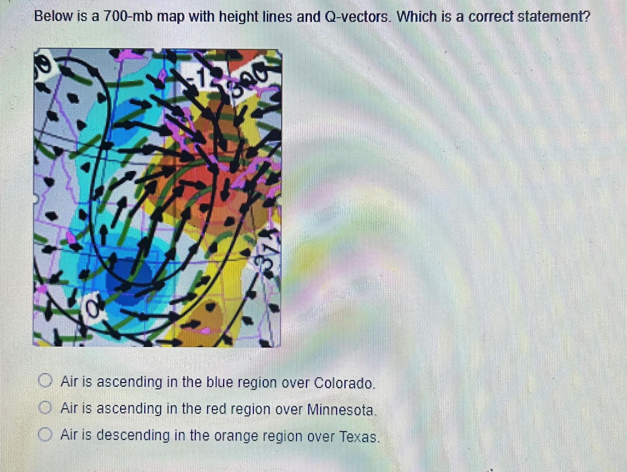 Solved Below is a 700-mb map with height lines and | Chegg.com
