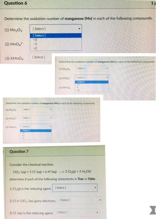 Solved Question 6 Determine the oxidation number of | Chegg.com