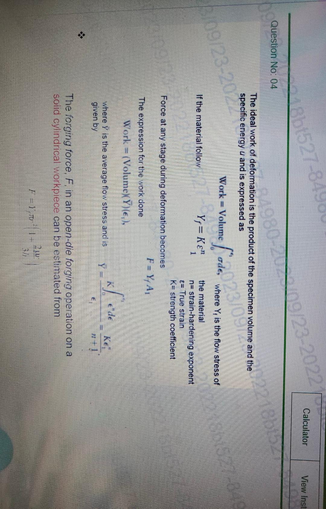 Solved Strength coefficient and n= strain-hardening exponent | Chegg.com
