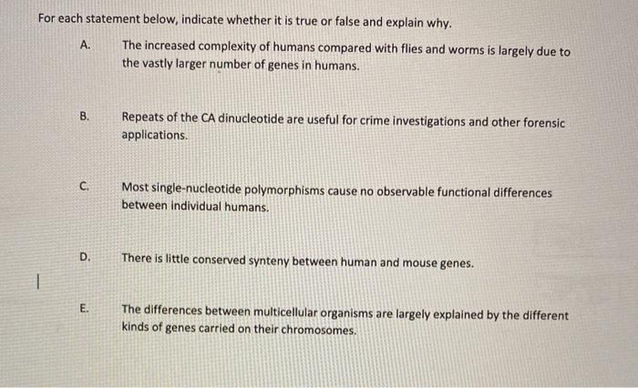 Solved For each statement below, indicate whether it is true | Chegg.com