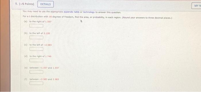 Solved 5. [-/6 Points] DETAILS You may need to use the | Chegg.com