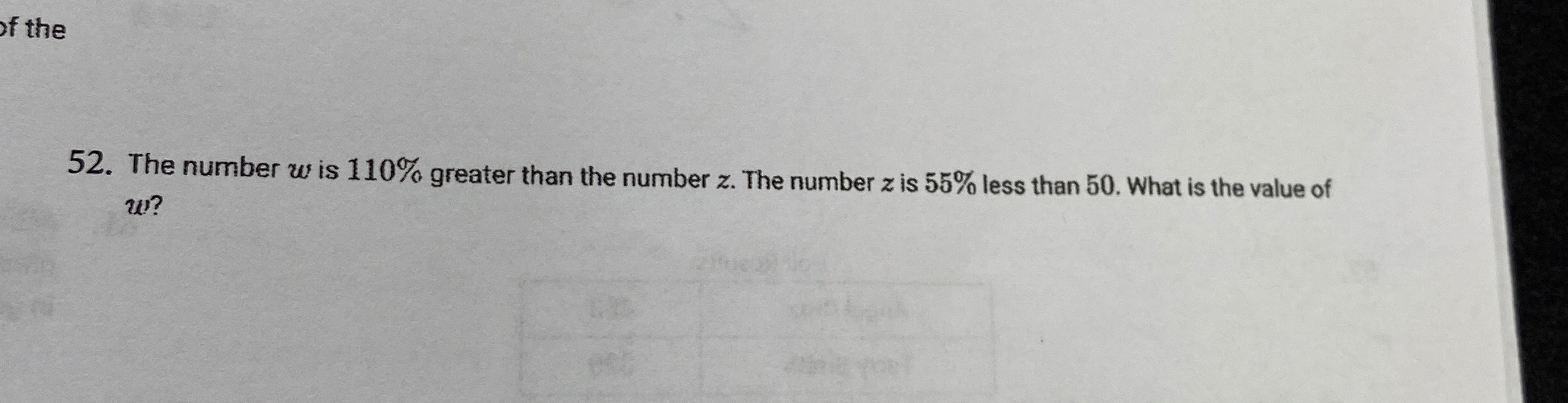 Solved The number w ﻿is 110% ﻿greater than the number z. | Chegg.com