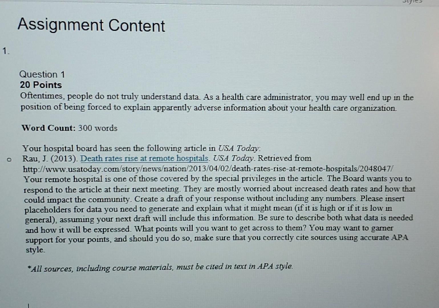 Assignment Content Question 1 20 Points Oftentimes, | Chegg.com