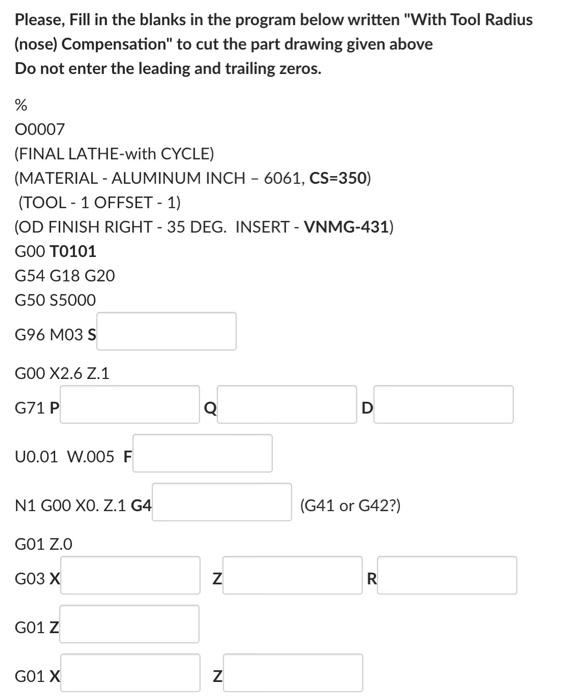 Solved Write A Short Cnc Lathe Program Using Rough And 2573