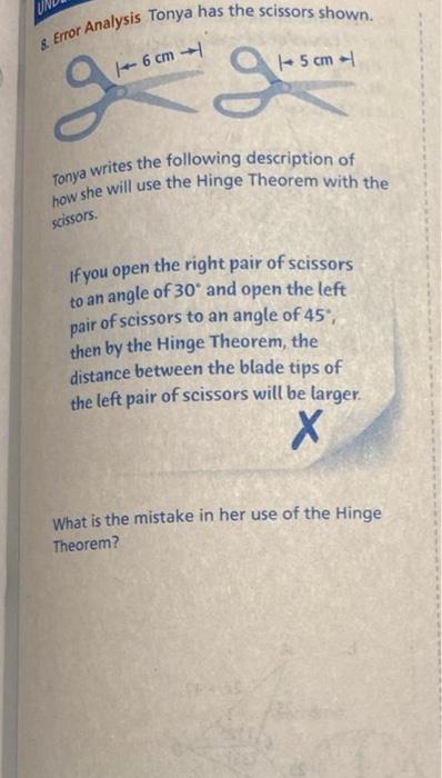 Solved Analysis Tonya has the scissors shown. Yonya writes | Chegg.com