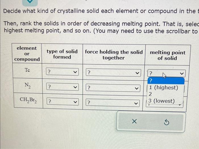 Solved Decide what kind of crystalline solid each element or | Chegg.com