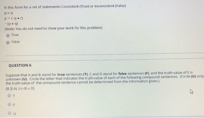 Solved Is this form for a set of statements Consistent | Chegg.com