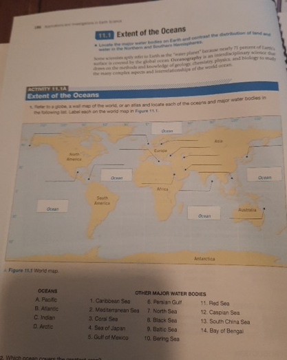 Solved 11.1 ﻿Extent of the OceansRembir T1.7.AExtent of the | Chegg.com