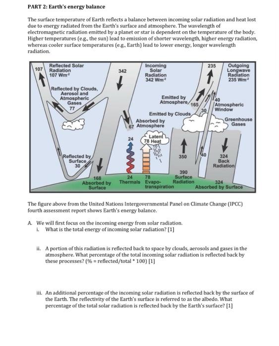 Solved PART 2: Earth's energy balance The surface | Chegg.com