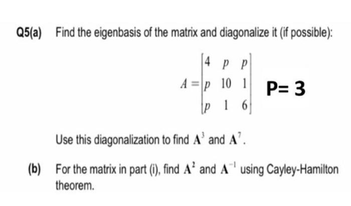 Solved Q5(a) Find the eigenbasis of the matrix and | Chegg.com