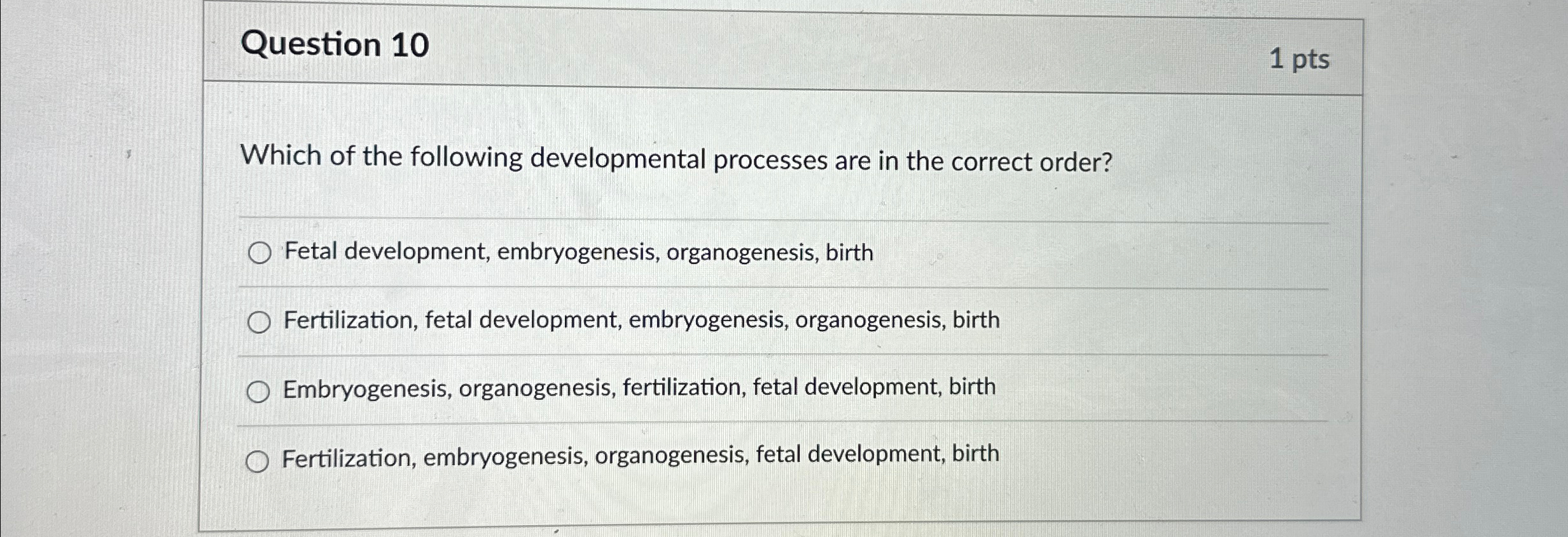 Solved Question 101ptsWhich of the following developmental | Chegg.com