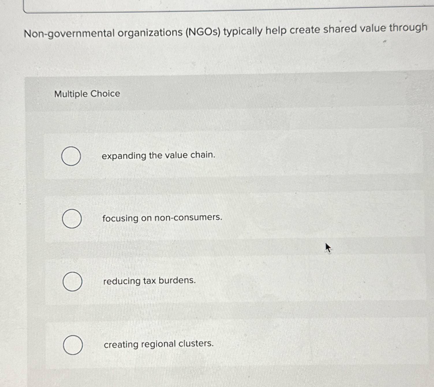 Solved Non-governmental organizations (NGOs) ﻿typically help | Chegg.com