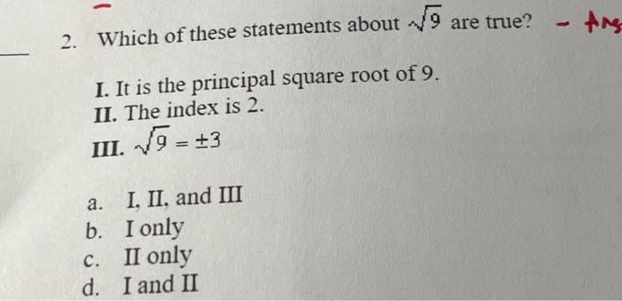 Solved which of these statement about square root of 9 are | Chegg.com