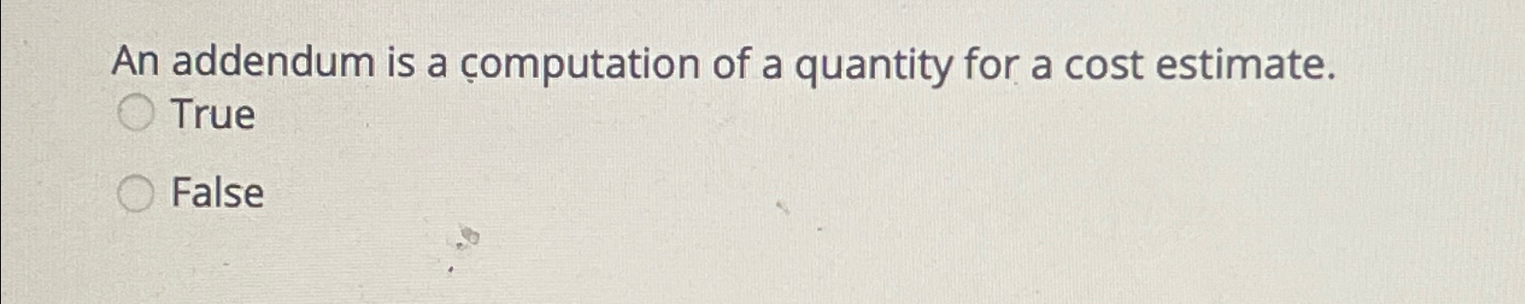 Solved An addendum is a çomputation of a quantity for a cost | Chegg.com
