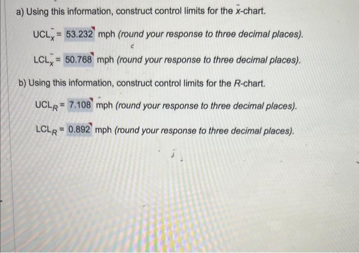 Solved a) Using this information, construct control limits | Chegg.com