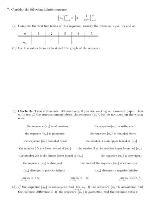 Solved 8. Consider the following infinite sequence defined | Chegg.com