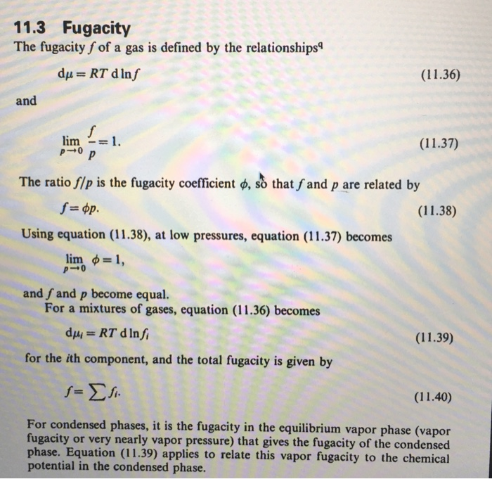 Solved Start with the defining equations for the fugacity f | Chegg.com