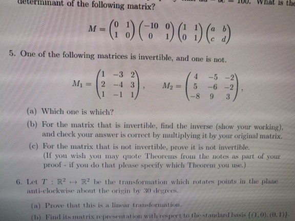 Solved of the following matrix? What is the M-G5(9):):) 5. | Chegg.com