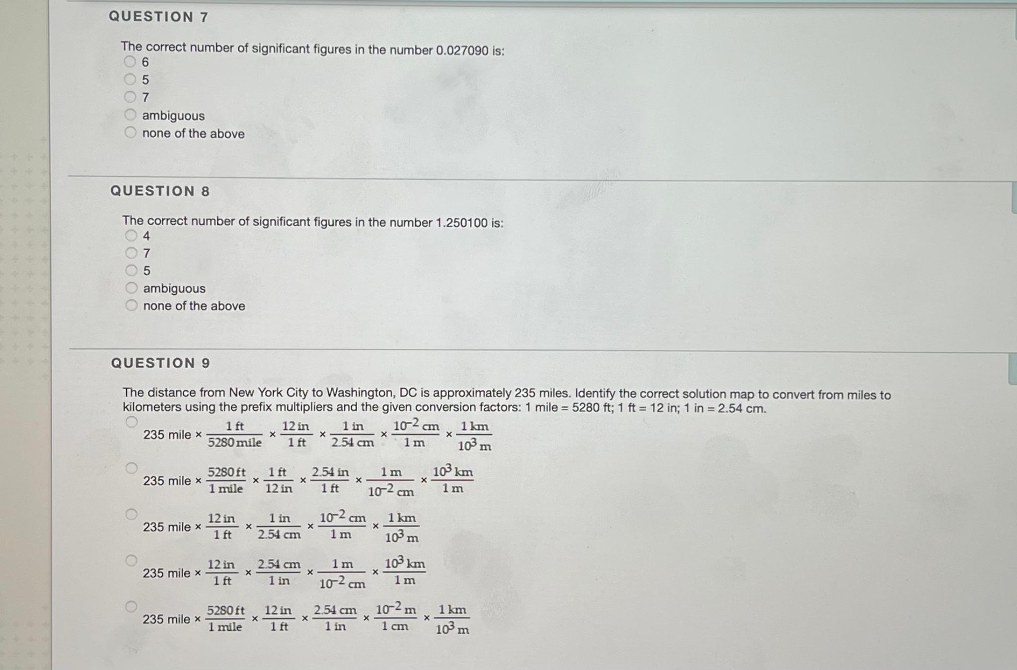 Solved QUESTION 7The correct number of significant figures | Chegg.com