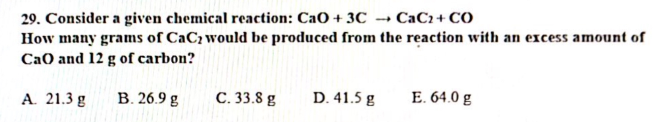 Solved Consider a given chemical reaction: CaO+3C→CaC2+COHow | Chegg.com