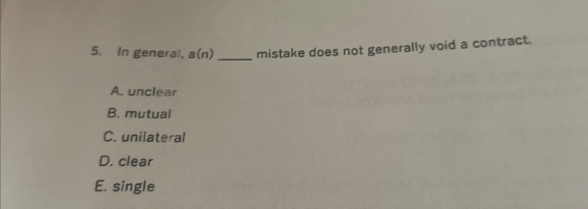 Solved In general, a(n) ﻿mistake does not generally void a | Chegg.com