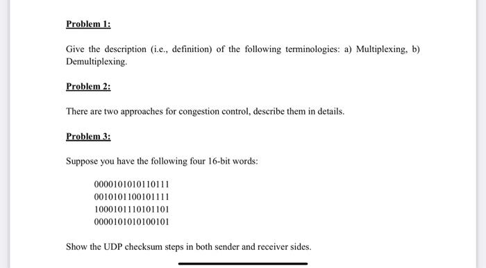 Solved Problem 1: Give the description (i.e., definition) of | Chegg.com