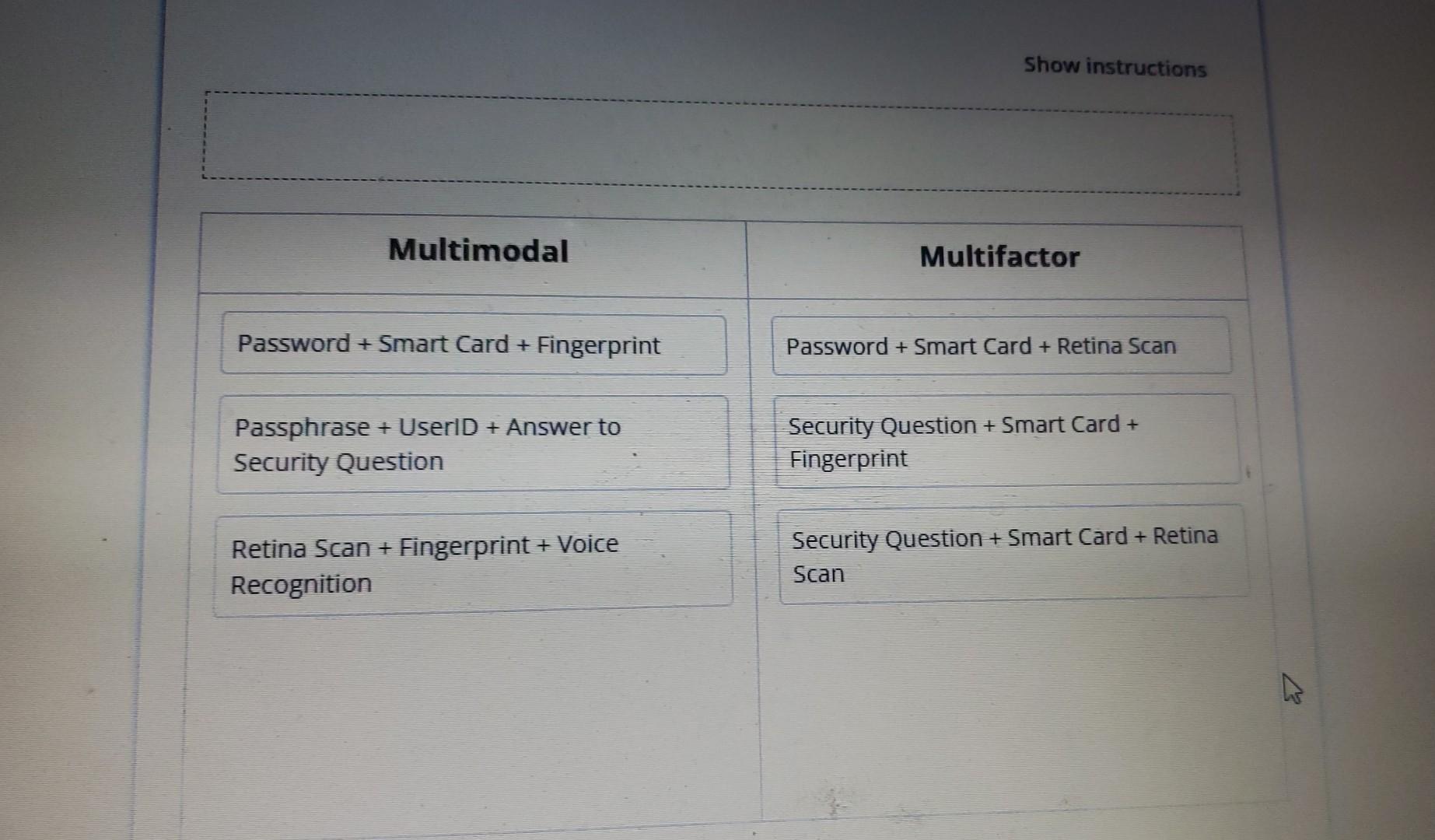 Solved Show instructions \begin{tabular}{l} Multimodal \\ | Chegg.com