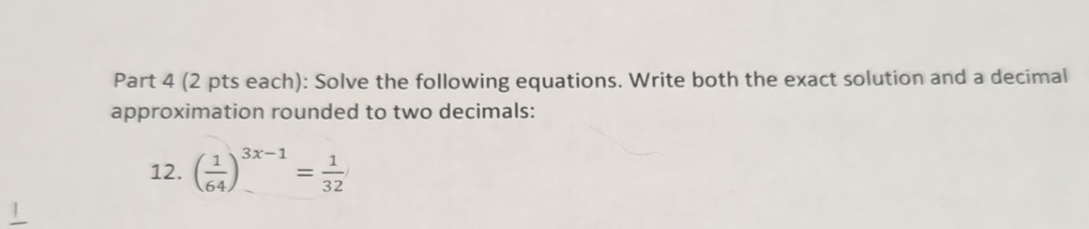 Solved Part 4 (2 ﻿pts each): Solve the following equations. | Chegg.com