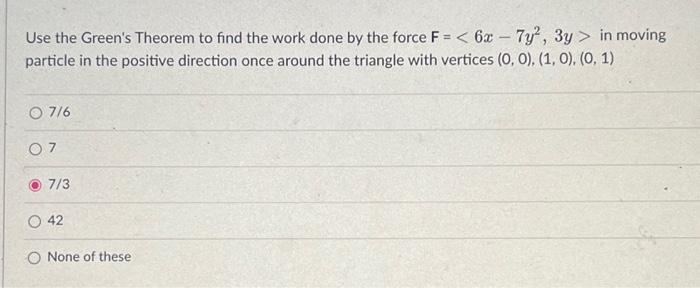 Solved Use the Green's Theorem to find the work done by the | Chegg.com