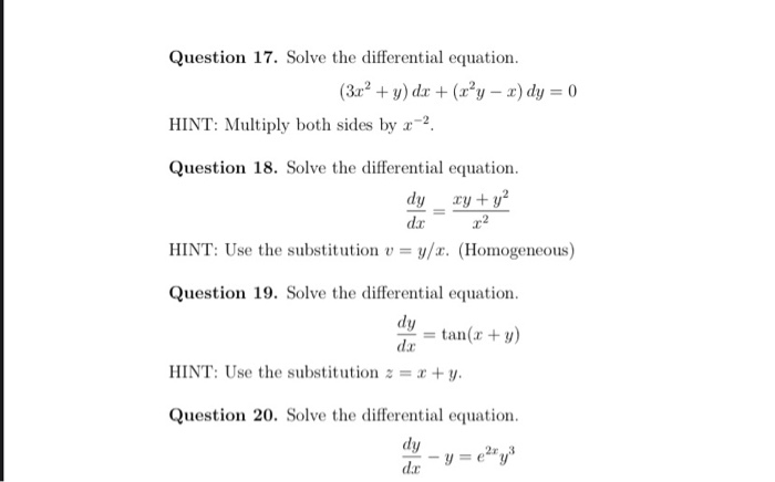 Solved Question 17. Solve the differential equation. (3x2 + | Chegg.com