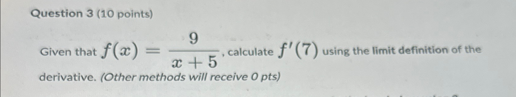 Solved Question 3 (10 ﻿points)Given that f(x)=9x+5, | Chegg.com