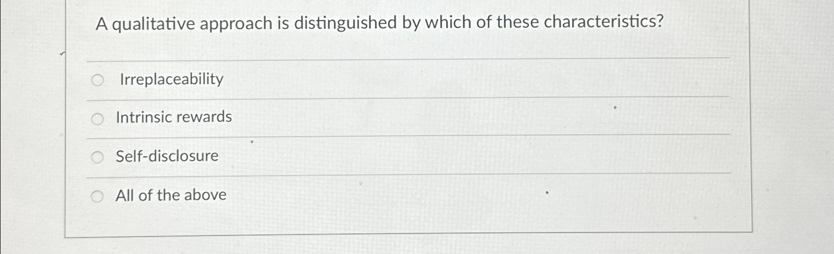 Solved A qualitative approach is distinguished by which of | Chegg.com