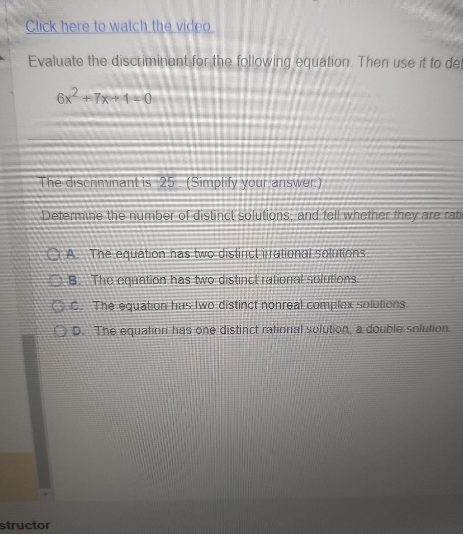 Solved Click here to watch the videoEvaluate the | Chegg.com