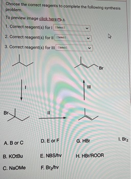 Solved Choose the correct reagents to complete the following | Chegg.com