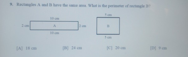 Solved 3. Rectangles A and B have the same area. What is the | Chegg.com