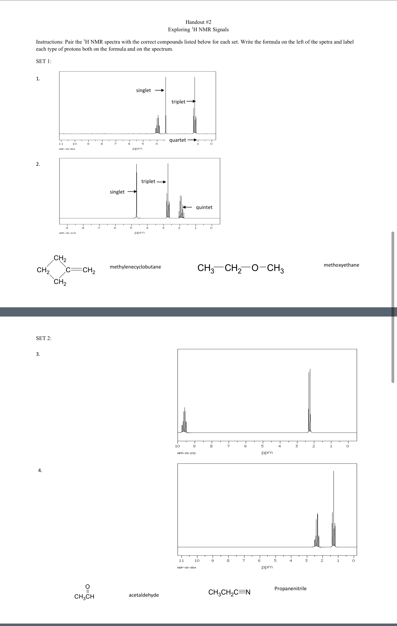 [Solved]: Handout #2 Exploring ^(1)H NMR Signals Instru
