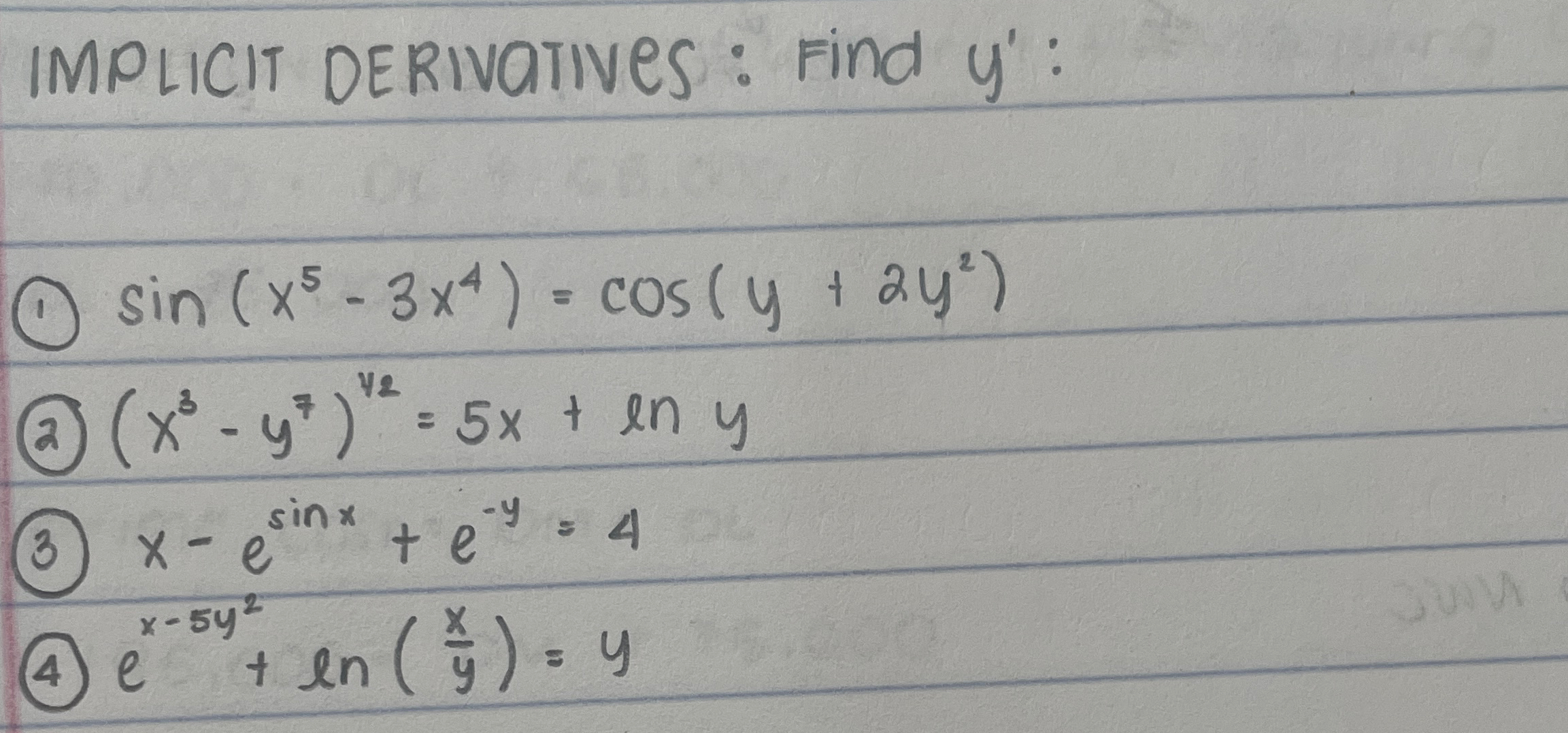 Solved IMPLICIT DERIVATIVES: Find y' | Chegg.com