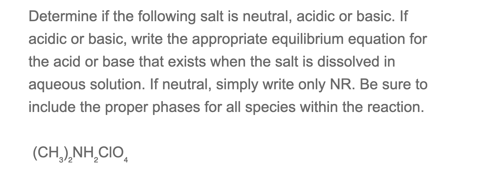 Solved Determine if the following salt is neutral, acidic or | Chegg.com